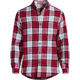 LANDS' END Flanellhemd Flagship, Classic Fit, Herren,  Rot, Baumwolle/Baumwoll-Mischung/Polyester-Mischung, by Lands' End