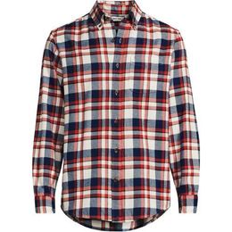 LANDS' END Flanellhemd Flagship, Classic Fit, Herren,  Blau, Baumwolle/Baumwoll-Mischung/Polyester-Mischung, by Lands' End