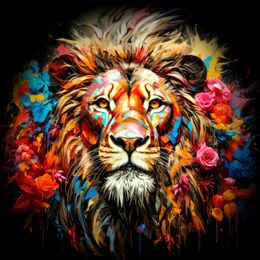 Pro Art Glasbild COLORFUL LION HEAD
