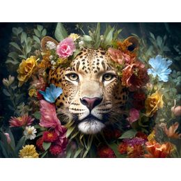 Pro Art Glasbild JAGUAR WITH FLOWERS