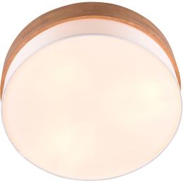 Trio LEUCHTEN Deckenleuchte &raquo;Seasons&laquo; E27 1 Stk. warmwei&szlig; - kaltwei&szlig; Deckenlampe Holz mit Stoffschirm &Oslash;50cm exkl 3xE27 max 40W nickel