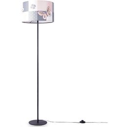 Paco Home Stehlampe »Cosmo 220« E27 Lampe Kinderzimmer Kinderlampe Babyzimmer E27 Schmetterling Blumen schwarz