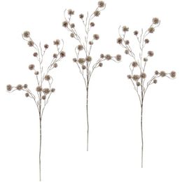 I.GE.A. Kunstblume &raquo;Distel&laquo; K&uuml;nstlicher Mini Distelzweig, gold Metallic, 3er Set rosa Obermaterial: 100% Kunststoff