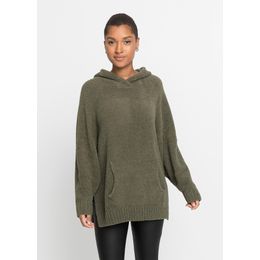 bonprix Kapuzenpullover in Teddy-Fleece, gr&uuml;n, Gr.36/38 (S), Teddy-Pullover mit voderer Tasche, weit geschnitten