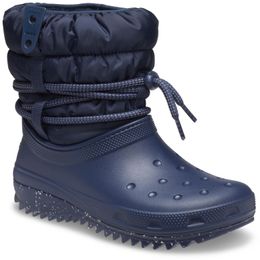 Winterstiefel Crocs "Classic Neo Puff Luxe Boot W", Damen, Gr. 38, blau (navy), Croslite™, Nylon, Schuhe, mit Warmfutter