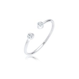 Fingerring Elli "Solitär offen 925 Silber, mit Kristallen von Swarovski", silber, Fingerringe, Damen, Resizable,mit Steinen, Silber 925 (Sterlingsilber), 1,5mm