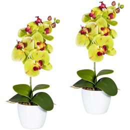 Kunstpflanze Creativ green "Orchidee Phalaenopsis", grün, H:40cm, Kunststoff, Polyester, Kunstpflanzen, im Keramiktopf