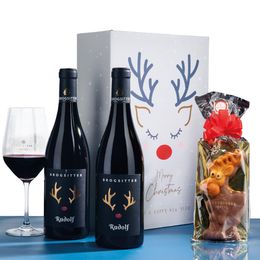 Rudolf &middot; Der Weihnachtswein + Marzipan Rentier Relieffigur