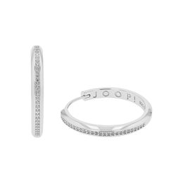 JOOP! Paar Creolen JOOP "2039694", silber (silberfarben, kristallweiß, kristallweiß), Ohrringe, Damen, 28mm, Silber 925 (Sterlingsilber), mit Zirkonia (synth.)