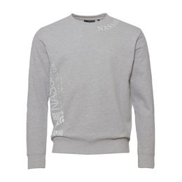 Sweater NASSAU BEACH "NB231043", Herren, Gr. 50M, grau (grau melange), 100% Baumwolle, Sweatshirts Sweater