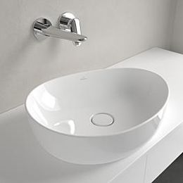 Villeroy & Boch Villeroy und Boch Antao Aufsatzwaschtisch 4A7351R1 51x40 cm, asymmetrisch, mit Ablaufventil, ohne Überlauf, Weiß CeramicPlus