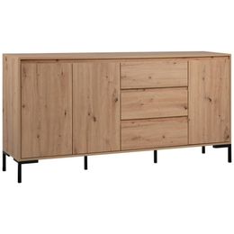 Mid.you Sideboard, Eiche Artisan, Holzwerkstoff, 2 F&auml;cher, 3 Schublade(n) Schubladen, 170x87x40 cm, Wohnzimmer, Kommoden & Sideboards, Sideboards