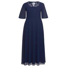 sheego Abendkleid Damen Größe 48 marine Winterkleid