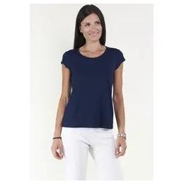 T-Shirt Seidel Moden, Damen, Gr. 38, blau (navy), Jersey, Obermaterial: 95% Viskose, 5% Elasthan, unifarben, figurumspielend h&uuml;ftlang, Rundhals, abgesteppte Kante, Shirts T-Shirt, mit Kappen&auml;rmel, MADE IN GERMANY