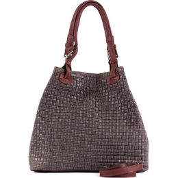 Lia Biassoni Leder-Schultertasche in Grau - (B)34 x (H)29 x (T)21 cm - 77% | Damen-taschen