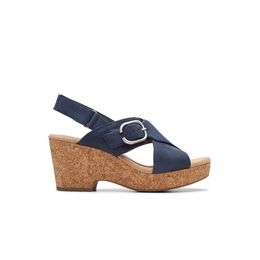 Clarks Leder-Sandaletten "Giselle Dove" in Dunkelblau - 64% | Größe 39,5 | Damen-sandalen