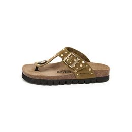 billowy Leder-Zehentrenner in Khaki - 61% | Größe 39 | Damen-sandalen