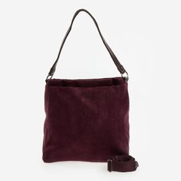 Dunkelviolette Schultertasche aus Wildlederimitat