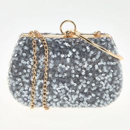 Graue Clutch aus Pailletten