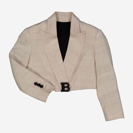 Balmain Beigefarbener Blazer aus Seidenmischung