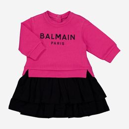 Balmain Pinkfarben-schwarze Jersey-Kleid