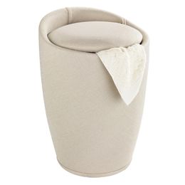 Wenko Badhocker mit W&auml;schesack 'Candy' beige &Oslash; 36 x 50,5 cm