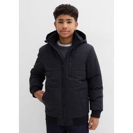 bonprix Winter-Steppjacke in Blousonform mit Kapuze, schwarz, Gr.140/146, Modischer Winter-Blouson f&uuml;r Jungen mit Rippb&uuml;ndchen