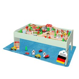 Coemo Spieltisch mit 90-tlg. Holzeisenbahn Farbe Mintgr&uuml;n