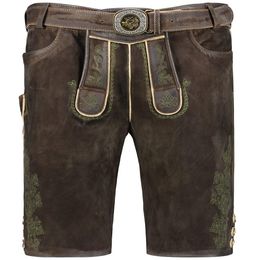 Gro&szlig;e Gr&ouml;&szlig;en Maddox Kurze Lederhose mit Stickereien und G&uuml;rtel Farbe braun Gr&ouml;&szlig;e: 62