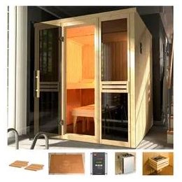 Sauna Weka "Classic", beige (natur), Saunaofen, externe Steuerung, 7,5 kW, Saunen, 7,5 kW Ofen mit ext. Steuerung, Fenster