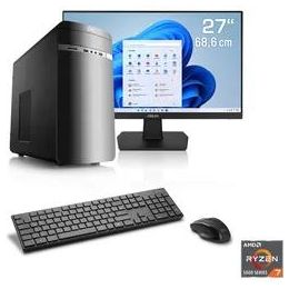 CSL Gaming-PC-Komplettsystem "Sprint V28519", Energieeffizienz: E (A-G), grau (anthrazit), Microsoft Windows 11 Home (64 Bit), 16 GB RAM 1.000 GB SSD, Computer_Komplettsysteme