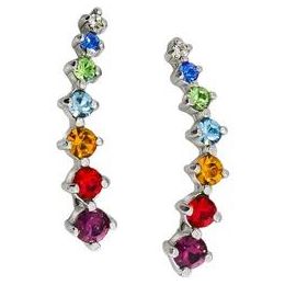 Paar Ohrstecker Firetti "Schmuck Geschenk Silber 925 Ohrschmuck Ear Climber Regenbogen", silber (silberfarben, mehrfarbig, mehrfarbig), Ohrringe, Damen, Silber 925 (Sterlingsilber), mit Kristallmix