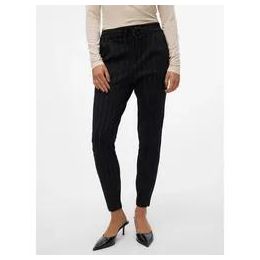 V&eacute;ro Moda Jogger Pants VERO MODA "VMEVA MR LOOSE STRING PANT GA NOOS", Damen, Gr. XL (42), L&auml;nge 30, schwarz (schwarz stripes:snow wei&szlig; pinstripe), Web, Obermaterial: 65% Viskose, 30% Nylon, 5% Elasthan, gestreift, loose fit 7/8-L&auml;nge, Hosen, hinten mit elastischem B&uuml;ndchen
