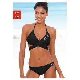 Triangel-Bikini Venice Beach, Damen, Gr. 42, Cup C/D, schwarz, Polyamid, unifarben, Bikini-Sets Triangel-Bikini, mit Top zum Wickeln
