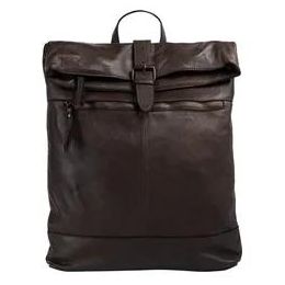 Tagesrucksack FORTY, Gr. B/H/T: 30cm x 30cm x 4cm, onesize, braun (dunkelbraun), Leder, Rindsleder, Rucks&auml;cke, echt Leder, Made in Italy