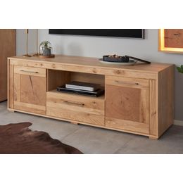 Lowboard VOGL MÖBELFABRIK, braun (eichefarben chalet, wildeiche massiv), B:150cm H:55cm T:50cm, Sideboards, Breite 150 cm, Teilmassivholz, Made in Germany