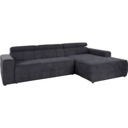 Ecksofa DOMO collection "Brandon gro&szlig;e Ausf&uuml;hrung B/T/H: 289/177/80 cm, auch in Leder und Cord", blau (dunkelblau), B:289cm H:80cm T:175cm, Luxus-Microfaser in Antikleder-Optik (100% Polyester);Luxus-Microfaser (100% Polyester);Kunstleder SOFTLUX, Sofas, Ecksofa, mit Kopfteilverstellung, wahlweise Sitztiefenverstellung, L-Form