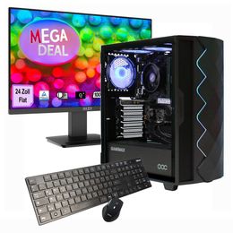 GAMEMAX PC-Komplettsystem "MegaDeal Diamond BK 2611 Ryzen 5 5600G Radeon Graphics 32GB 1TB SSD", Energieeffizienz: E (A-G), schwarz, Microsoft Windows 11 Home (64 Bit), 32 GB RAM 1.000 GB SSD, Computer_Komplettsysteme, Windows 11 + MSI PRO MP2412DE Monitor 60cm (24")