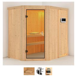 Sauna Karibu "Swantje", beige (naturbelassen), Saunaofen, externe Steuerung, 3,6 kW, Saunen, Ofen 3,6 kW externe Strg.easy