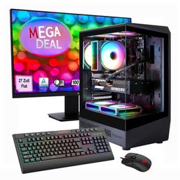 GAMEMAX PC-Komplettsystem "MegaDeal Vista COC AB 2618 Ryzen 5 7500F RTX 5060Ti 32GB DDR5 1TB SSD", Energieeffizienz: E (A-G), schwarz, Microsoft Windows 11 Home (64 Bit), 32 GB RAM 1.000 GB SSD, Computer_Komplettsysteme, Windows 11, DDR5 RAM + MSI PRO MP273A Monitor, 69cm (27")