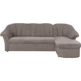 Ecksofa DOMO collection "Pegnitz, elegante R&uuml;ckensteppung, kompakte Stellma&szlig;e 238/141cm, L-Form", grau (stone), B:238cm H:82cm T:141cm, 100% Polyester, Sofas, Ecksofa, wahlweise mit Bettfunktion