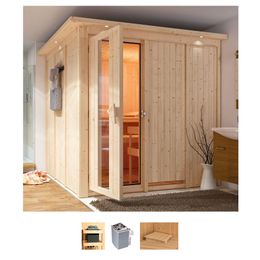 Sauna Karibu "Rodin", beige (naturbelassen), Saunaofen, integrierte Steuerung, 9 kW, Saunen, Ofen 9 kW integr. Strg