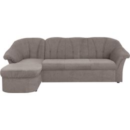 Ecksofa DOMO collection "Pegnitz, elegante R&uuml;ckensteppung, kompakte Stellma&szlig;e 238/141cm, L-Form", grau (stone), B:238cm H:82cm T:141cm, 100% Polyester, Sofas, Ecksofa, wahlweise mit Bettfunktion
