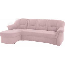 Ecksofa DOMO collection "Sarafina zeitlos und komfortabel, optional mit Federkern, L-Form", rosa (flamingo), B:232cm H:83cm T:146cm, Luxus-Microfaser (92% Polyester, 8% Nylon);Microfaser PRIMABELLE (100% Polyester);Microfaser PRIMABELLE (100% Polyester) / Struktur (90% Polyester; 10% Polyacryl), Sofas, Ecksofa, wahlweise mit Bettfunktion