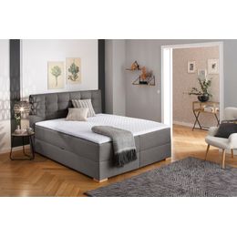 Boxbett Home Affaire "Olivet mit Bettkasten", grau, B:174cm L:230cm, Komplettbetten, in 4 Farben, 4 Breiten, 2 Matratzenarten, auch in Überlänge 220 cm