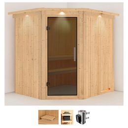 Sauna Karibu "Laila", beige (naturbelassen), Saunaofen, integrierte Steuerung, 3,6 kW, Saunen, Ofen 3,6 kW intgr. Strg