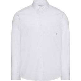 Langarmhemd Calvin Klein Jeans "LS POPLIN CLASSIC SHIRT", Herren, Gr. M, N-Gr, weiß (brilliant weiß), Web, Obermaterial: 100% Baumwolle, unifarben, regular fit hüftbedeckend, 2-Knopf-Manschette mit Schlitz, Hemden, mit Monogramm-Stickerei