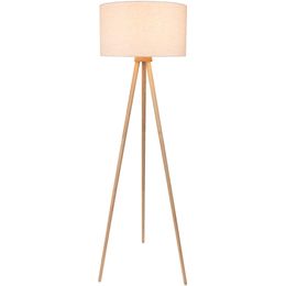 OTTO HOME Stehlampe "Torell", natur, 1, Ø 45cm H: 152cm, 1 Stk., Leuchten, Schirm mit Leinenbezug, Dreibein Holz, 1x E27 exkl., Zuleitung 300cm