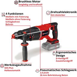 Akku-Bohrhammer Einhell "TP-HD 18/26 D Li BL - Solo", rot, B:214mm H:110mm L:423mm, Bohrmaschinen, Einhell Professional, inkl. Koffer, ohne Akku und Ladegerät