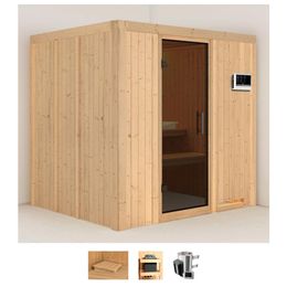 Sauna Karibu "Dima", beige (naturbelassen), Saunaofen, externe Steuerung, 3,6 kW, Saunen, Ofen 3,6 kW externe Strg.easy